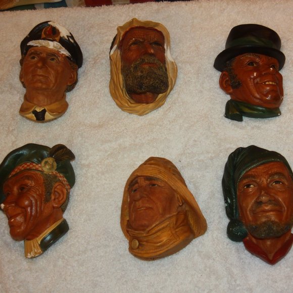 Accents | Vintage Lot Of 8 Bossons Chalkware Heads | Poshmark